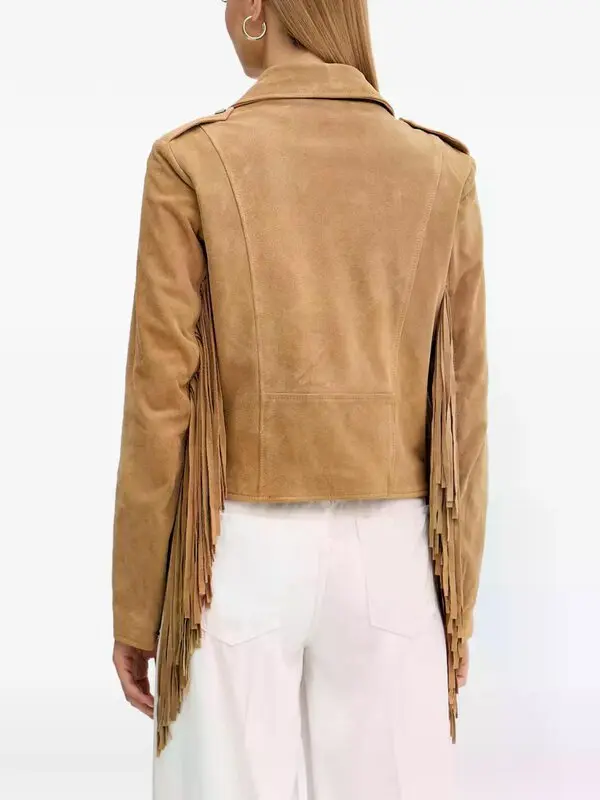 VICOLO Fringe-detail Suede Biker Jacket