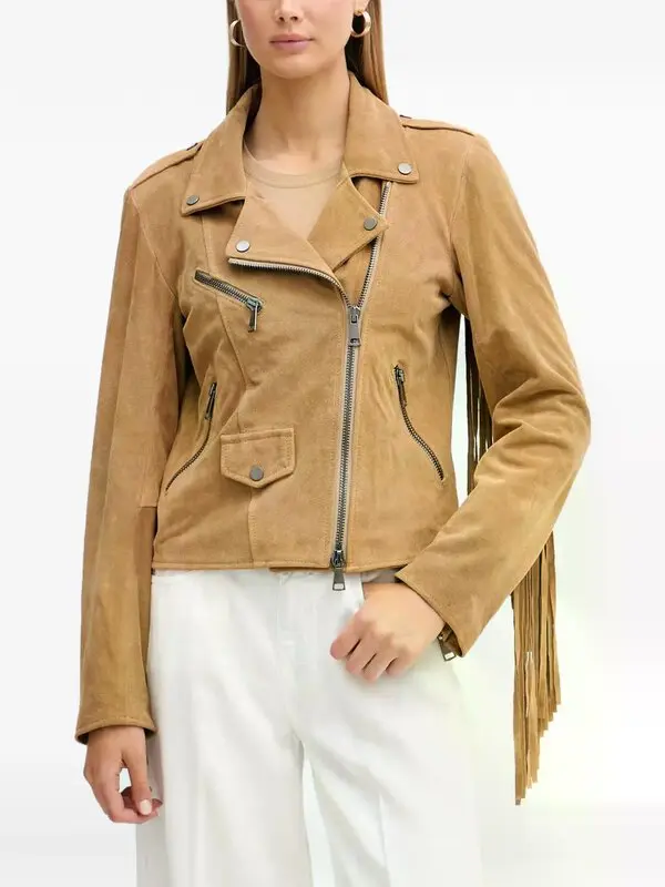 VICOLO Suede Fringe Biker Jacket