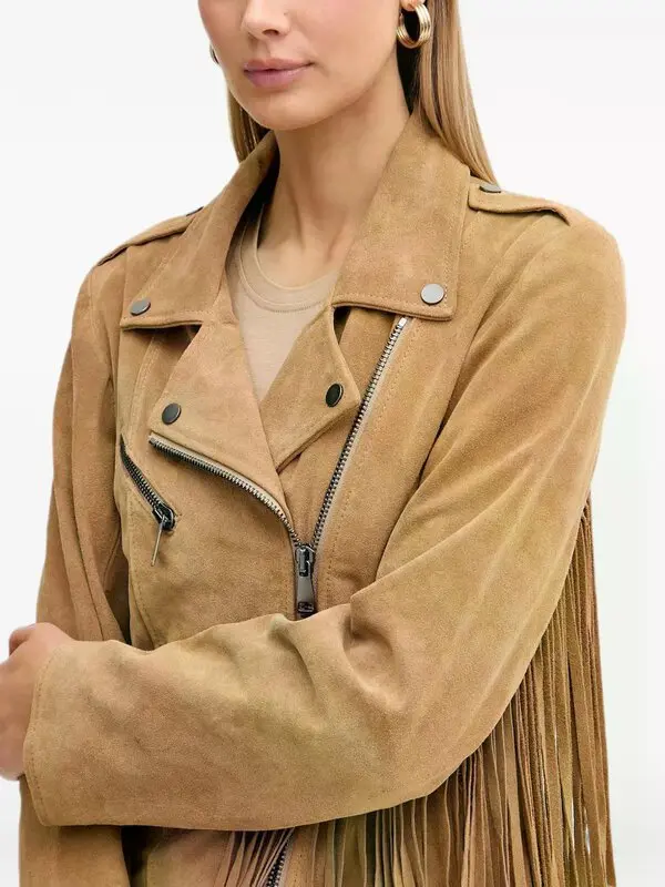 VICOLO Suede Fringe Biker Jacket
