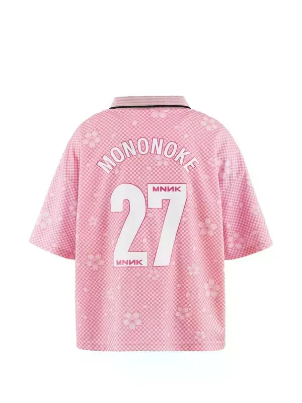 MONONOKE MADE Check-pattern Floral-print Polo Shirt