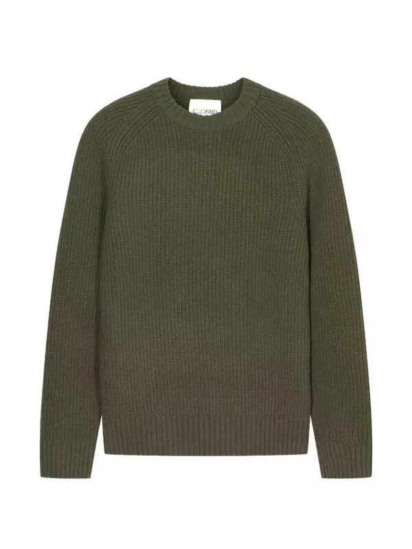 Closed Ribbed-knit Raglan-sleeve Sweater