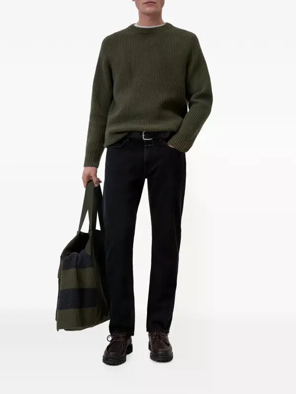 Closed Ribbed-knit Raglan-sleeve Sweater