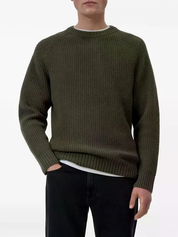 Closed Ribbed-knit Raglan-sleeve Sweater