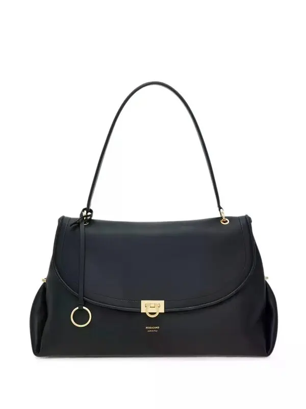 FERRAGAMO Gancini Shoulder Bag - Black