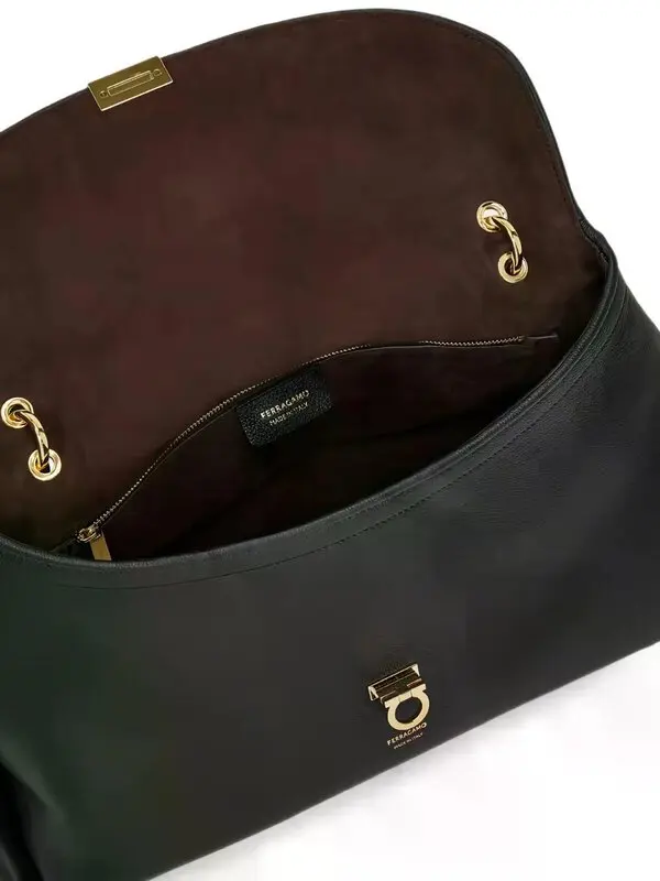 FERRAGAMO Gancini Shoulder Bag - Black