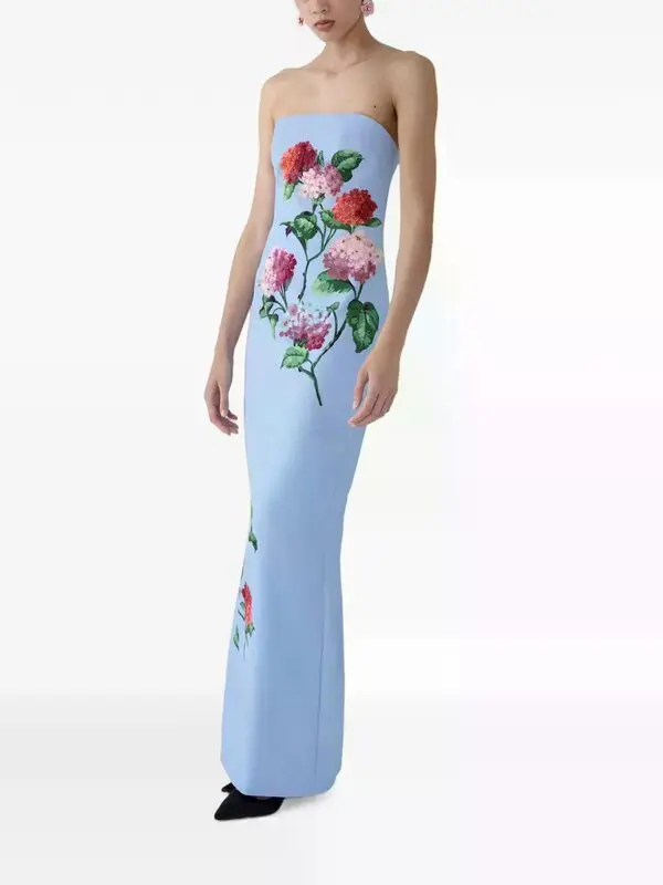 Carolina Herrera Hydrangea-embroidered Maxi Dress
