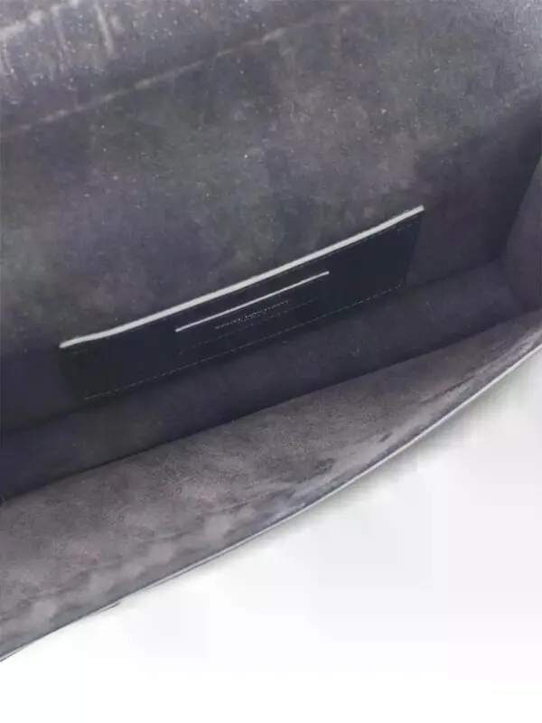 Saint Laurent Croc-embossed Leather Clutch - Black