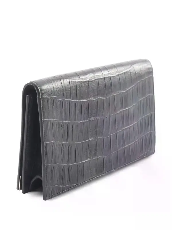 Saint Laurent Croc-embossed Leather Clutch
