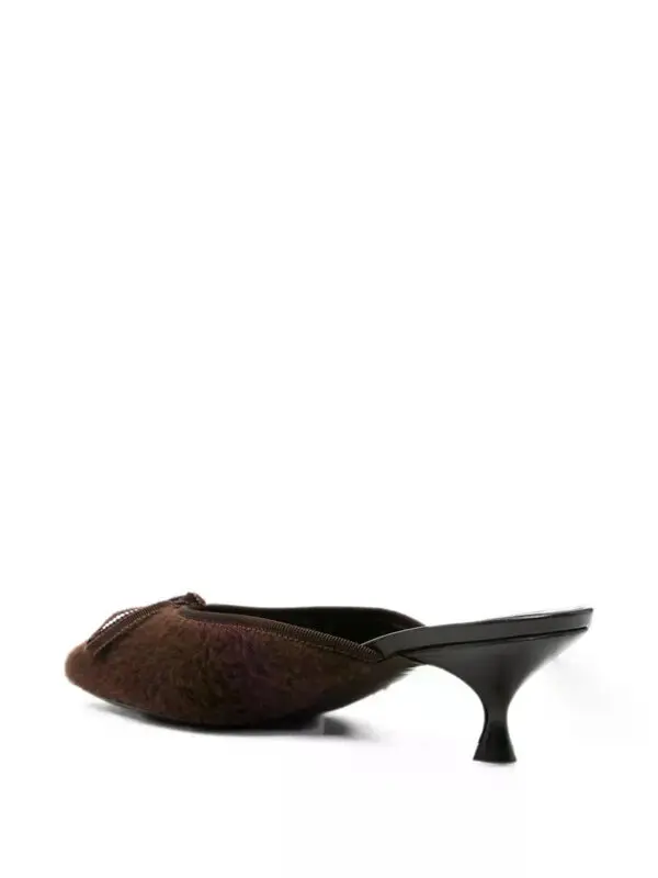 HERBERT LEVINE 24/7 Bow-detail Faux-fur Heeled Mules - Brown
