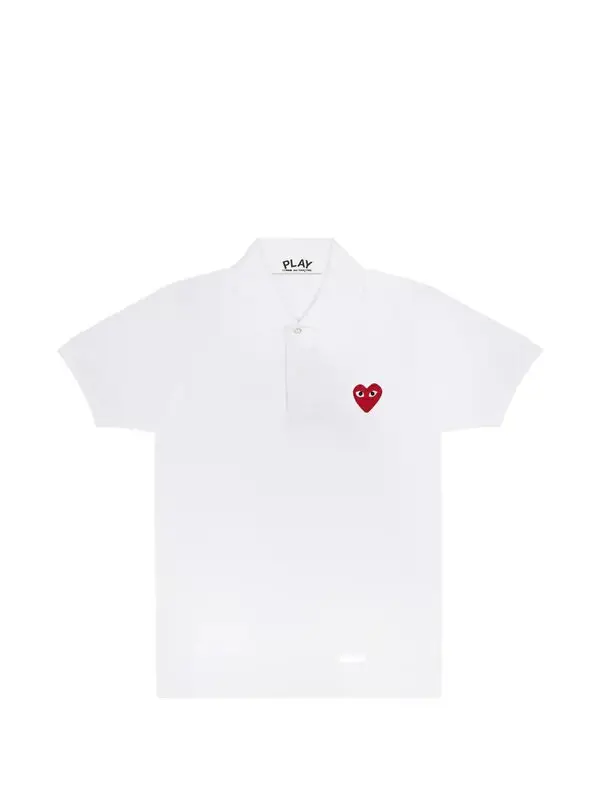Play Comme Des Garcon Logo Heart-patch Polo Shirt