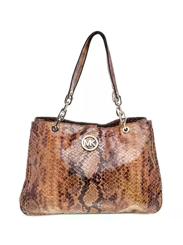 Michael Kors Python-embossed Tote Bag - Brown