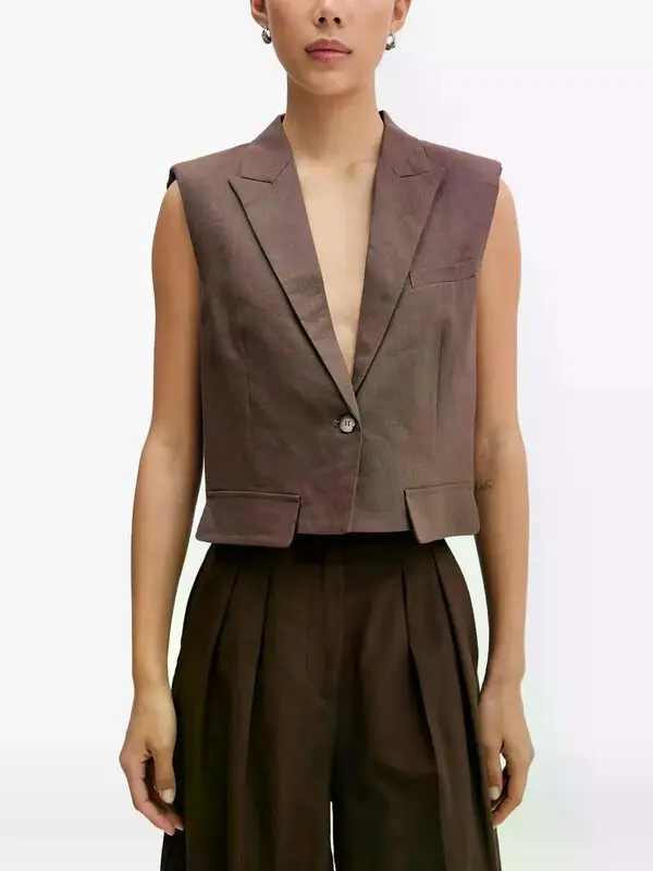 VICOLO Padded-shoulder Notched-lapels Vest