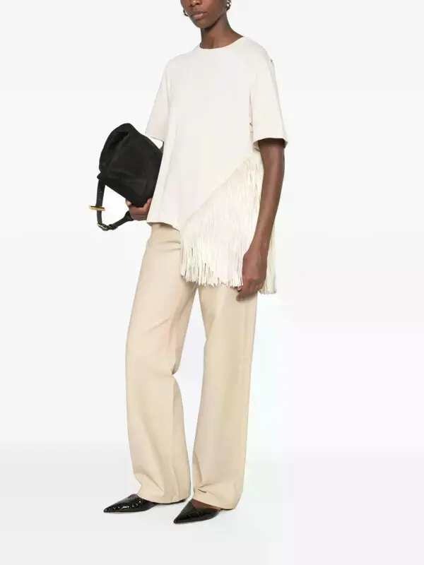 Sportmax Fringe Detail T-shirt - Neutrals