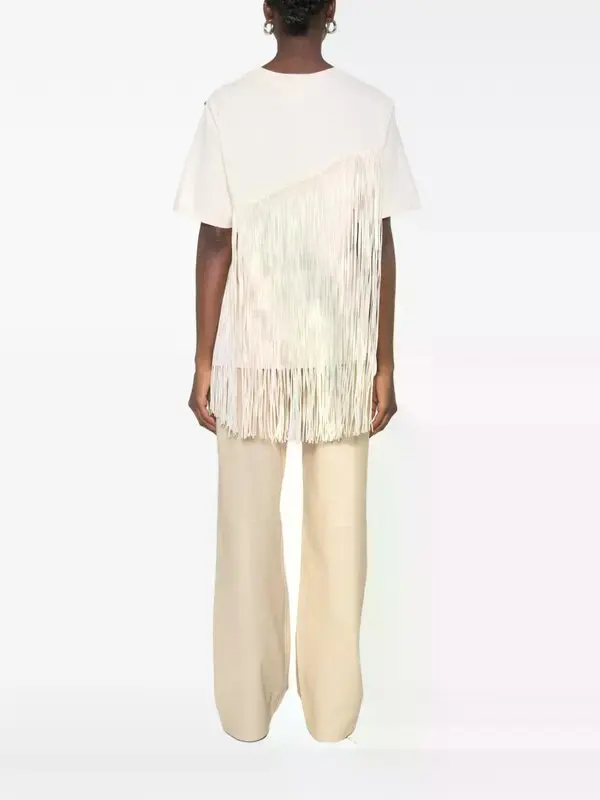 Sportmax Fringe Detail T-shirt - Neutrals