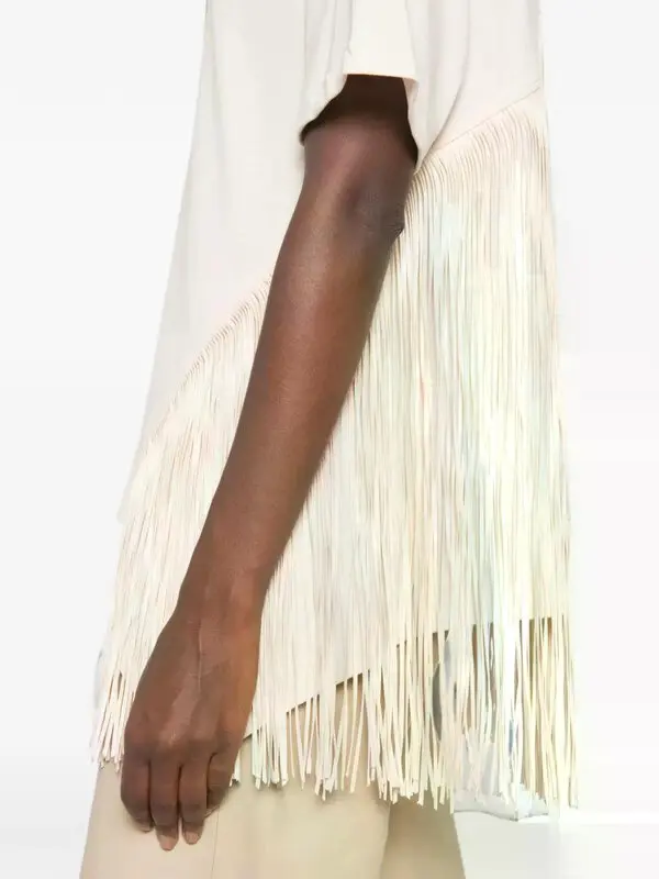 Sportmax Fringe Detail T-shirt - Neutrals