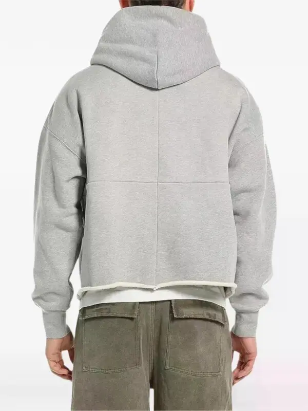 PURPLE BRAND Shadow Logo-print Raw-cut Hoodie - Grey