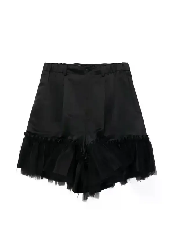 Noir Kei Ninomiya Tulle-trim Shorts - Black