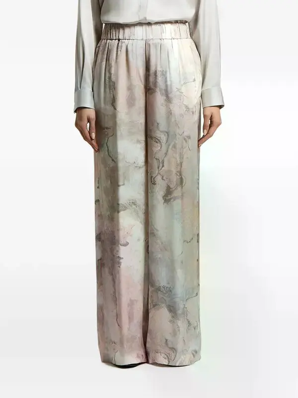 Peserico Abstract-print Elasticated-waistband Palazzo Pants