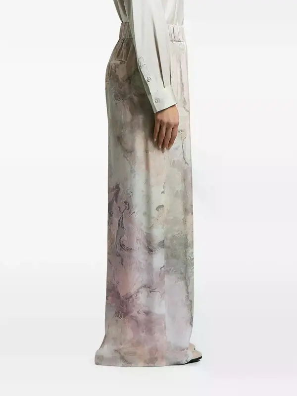 Peserico Abstract-print Elasticated-waistband Palazzo Pants