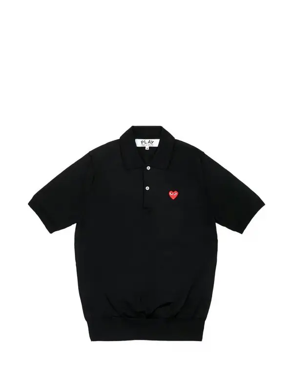 Play Comme Des Garcon Logo Heart-patch Polo Shirt