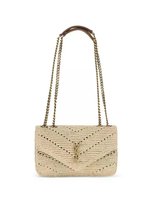 Saint Laurent Loulou Raffia Shoulder Bag - Neutrals