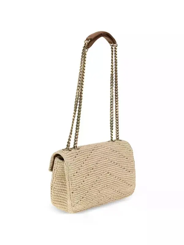 Saint Laurent Loulou Raffia Shoulder Bag - Neutrals