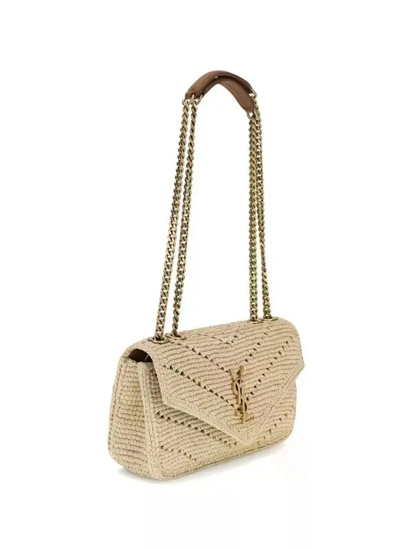 Saint Laurent Loulou Raffia Shoulder Bag - Neutrals