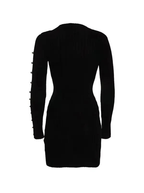 Sandro Rib-knit Pearl Embellished High Neck Mini Dress