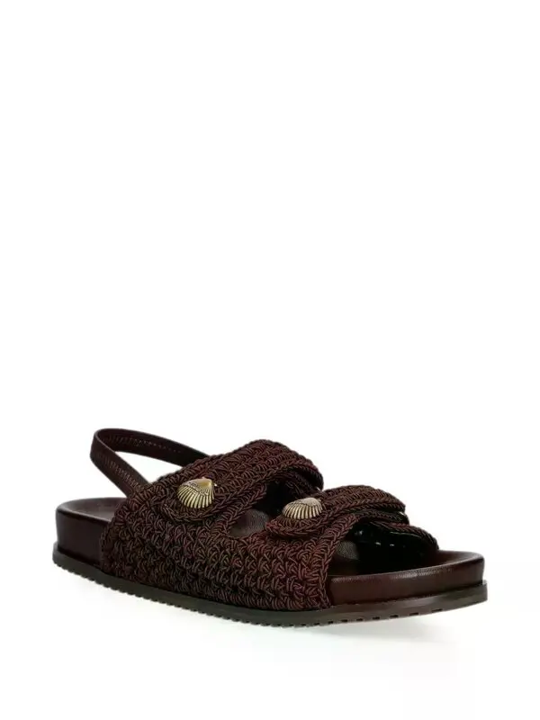 TWINSET Crochet Shell Embellished Slingback Sandals