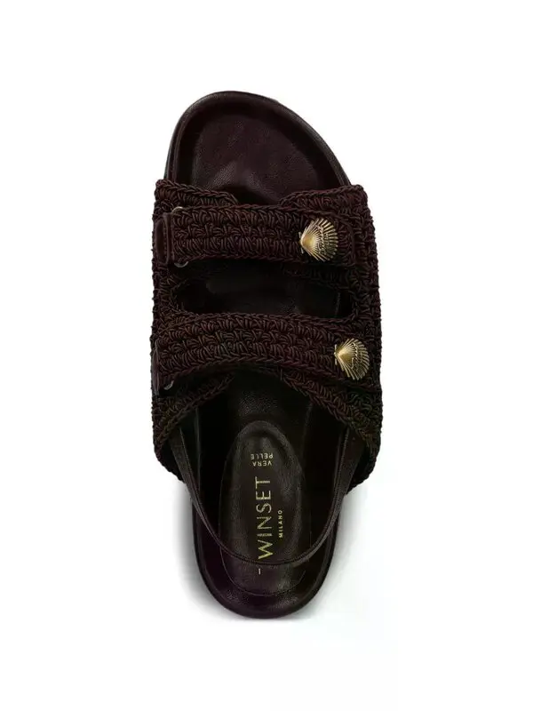 TWINSET Crochet Shell Embellished Slingback Sandals