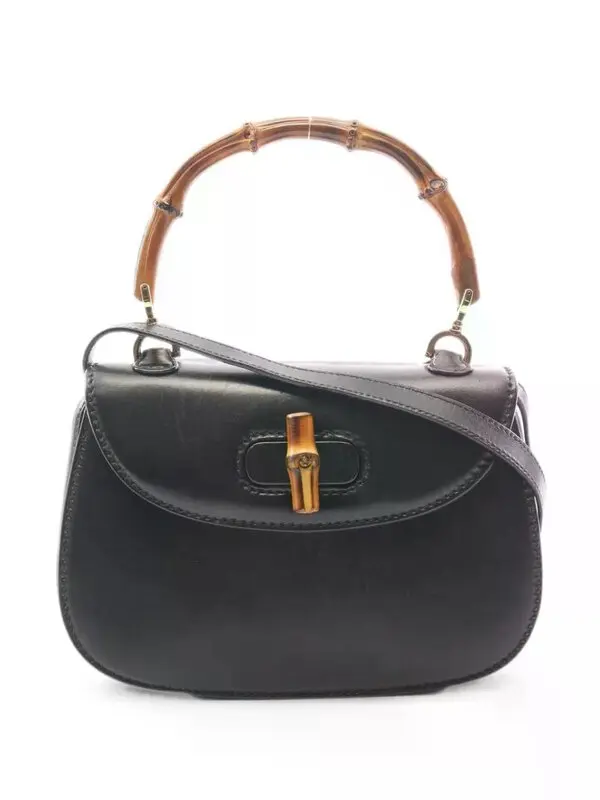 Gucci 2000s Bamboo Handle Leather Tote Bag