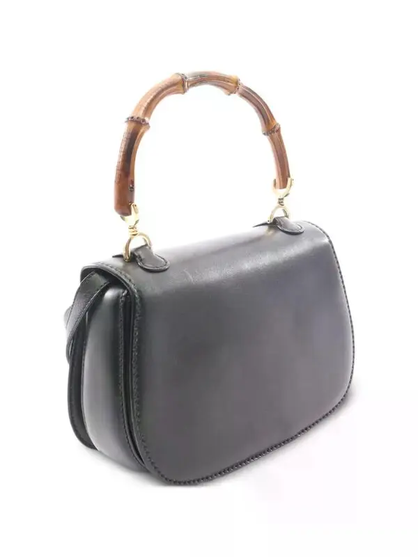 Gucci 2000s Bamboo Handle Leather Tote Bag - Black