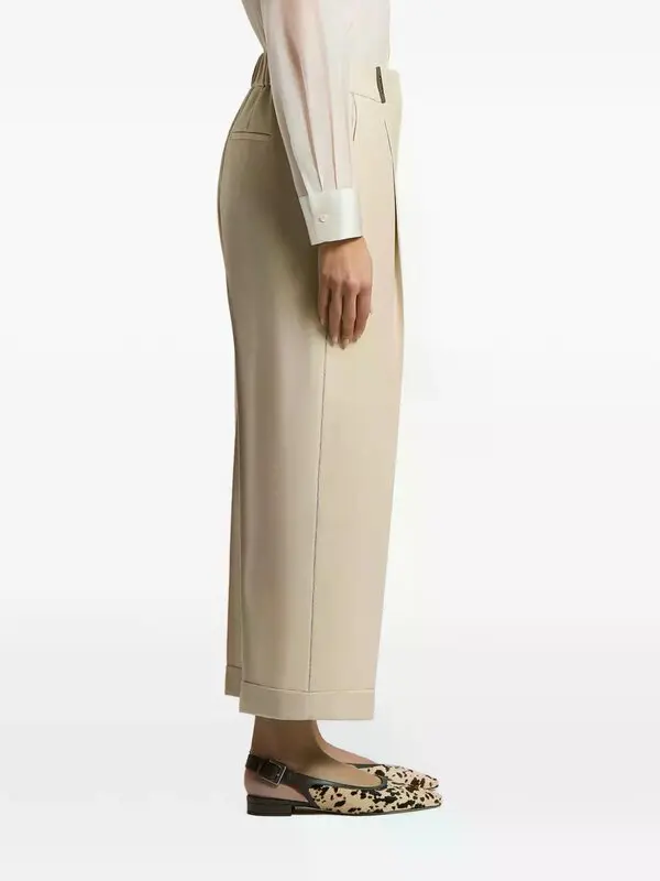 Peserico Pleat-detail Trousers With Chain-link Trim - Neutrals