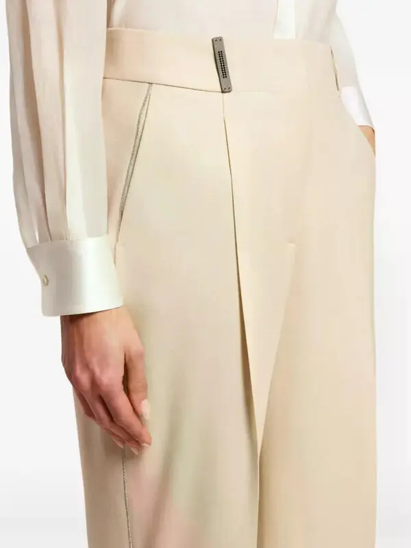 Peserico Pleat-detail Trousers With Chain-link Trim