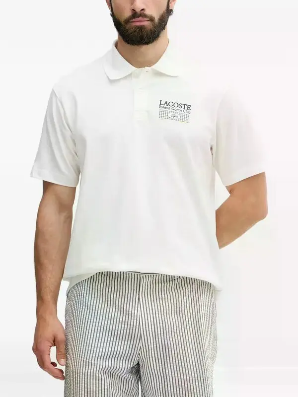 Lacoste Roland-garros Logo-print Polo Shirt - White