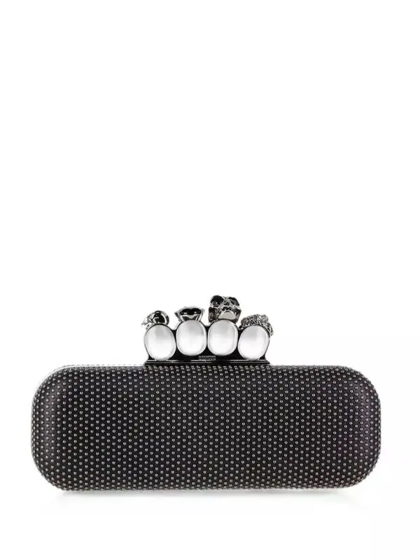 Alexander McQueen Skull Knuckle Studded Clutch Bag - Black