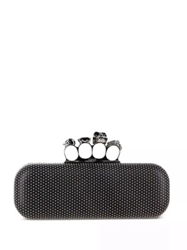 Alexander McQueen Skull Knuckle Studded Clutch Bag - Black
