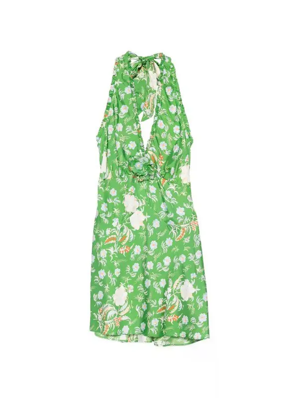 DÔEN Mazarin Floral-print Silk Mini Dress - Green