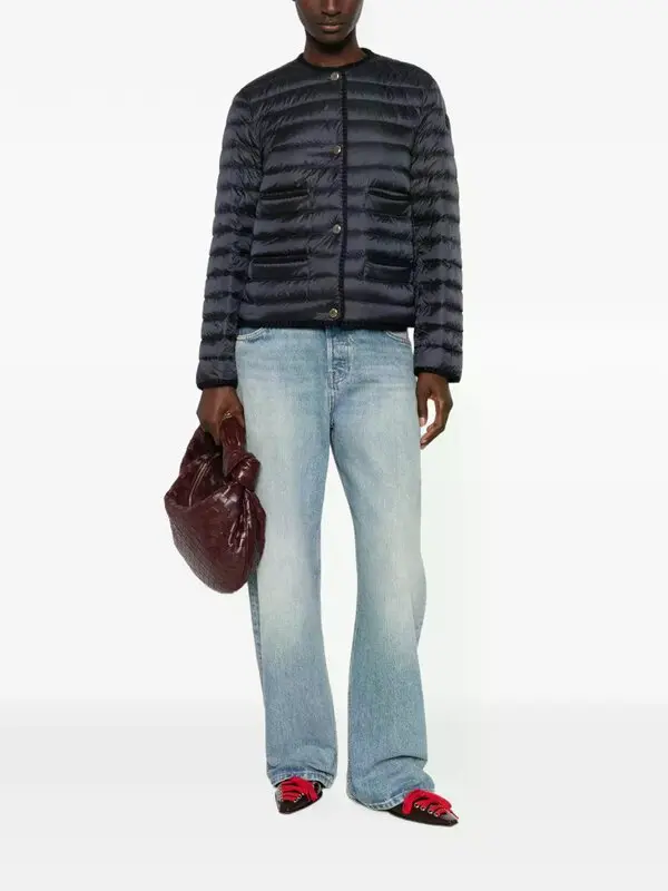 Moncler Circaete Braided Trim Short Down Jacket - Blue