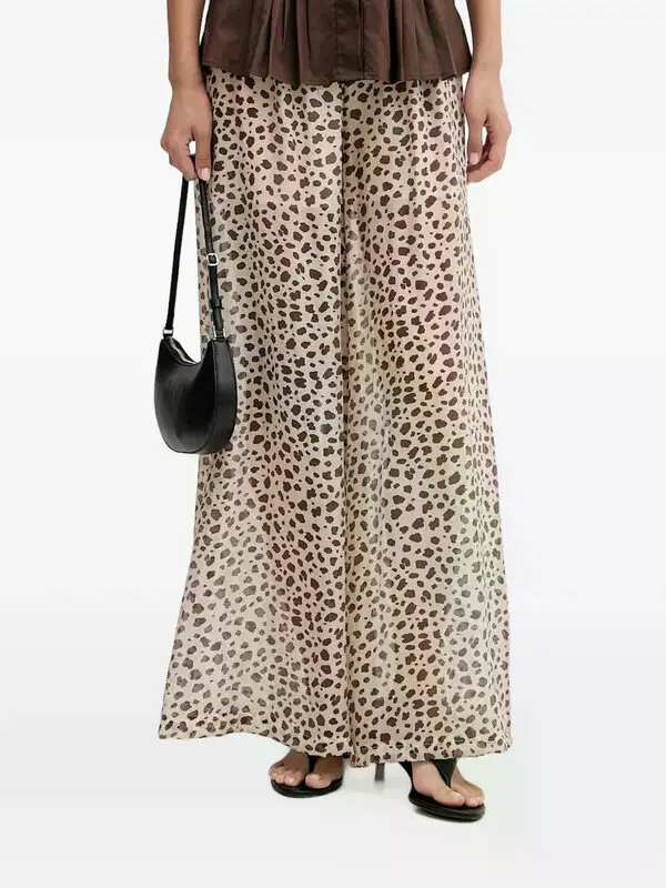 VICOLO Leopard-print Wide-leg Trousers