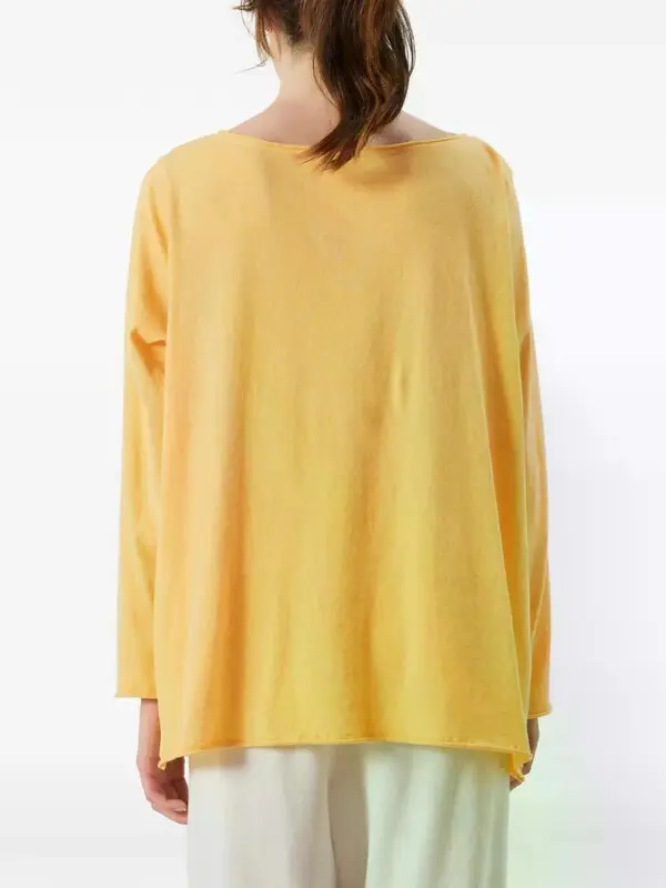 American Vintage Boat-neck Long-sleeve Cotton T-shirt - Yellow