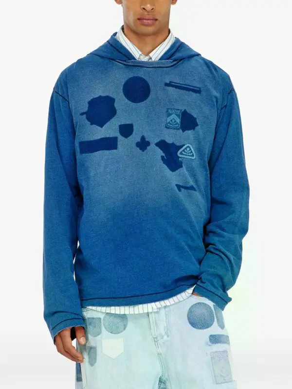 DIESEL® Hooded Long-sleeve T-shirt With Shadow-effect Patches