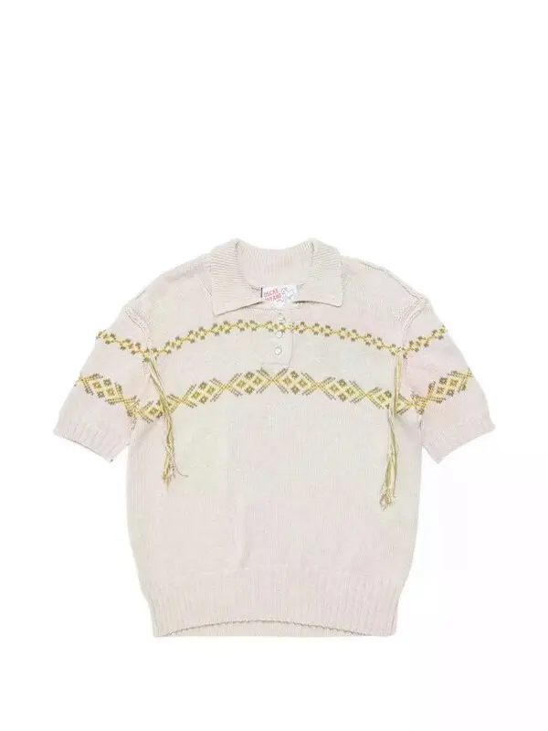 OSCAR OUYANG Fair Isle Short-sleeve Polo Shirt
