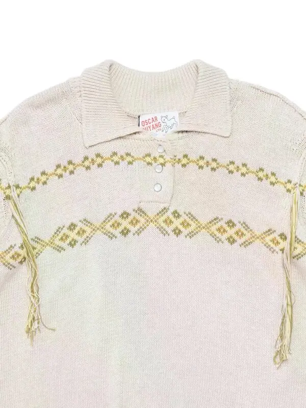 OSCAR OUYANG Fair Isle Short-sleeve Polo Shirt