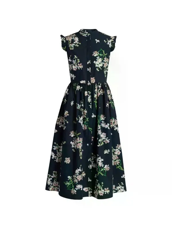 Erdem Floral-print Ruffled Midi Dress - Blue