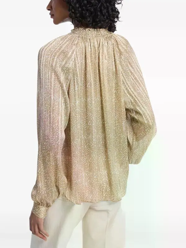Michael Kors Smocked Tie-neck Blouse