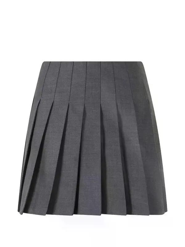 SELF-PORTRAIT Short Pleated Flared Skirt - Grey