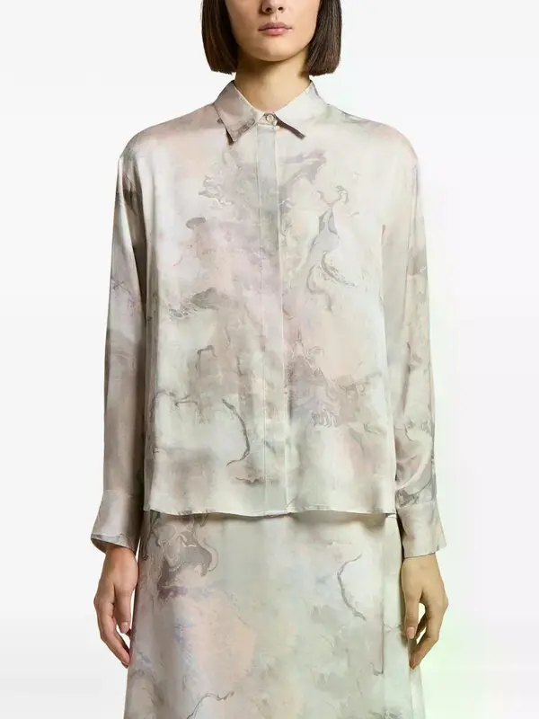 Peserico Abstract-print Long-sleeved Shirt