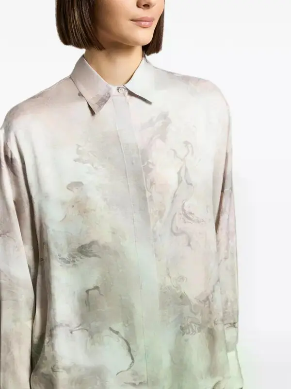Peserico Abstract-print Long-sleeved Shirt