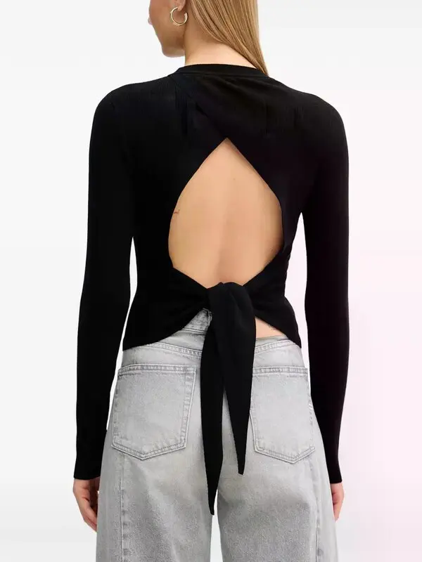 VICOLO Ribbed Knit Crew Neck Long Sleeve Top